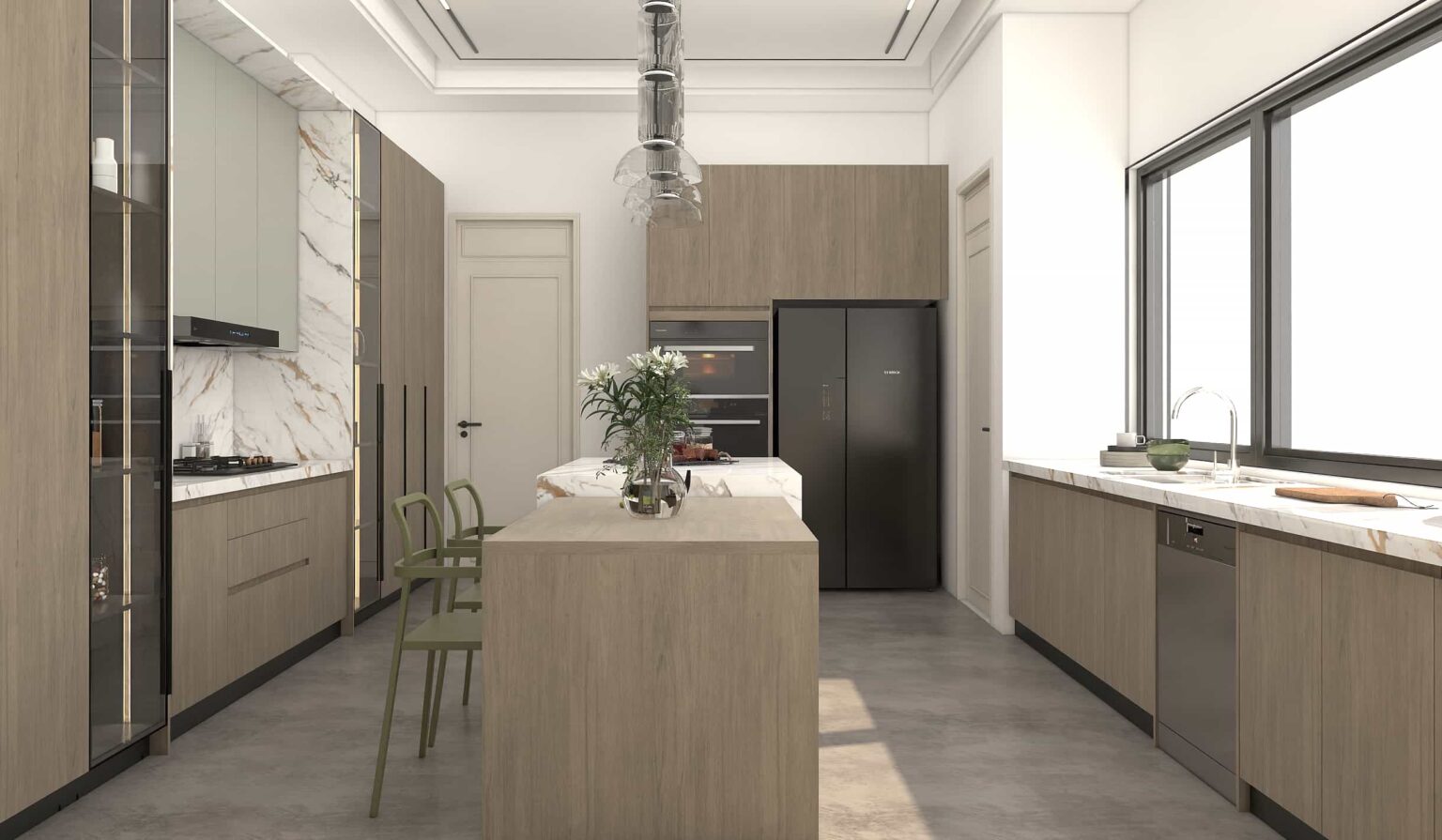 Contemporary Galley Kitchen with Stylish Melamine MDF Cabinets - PA ...