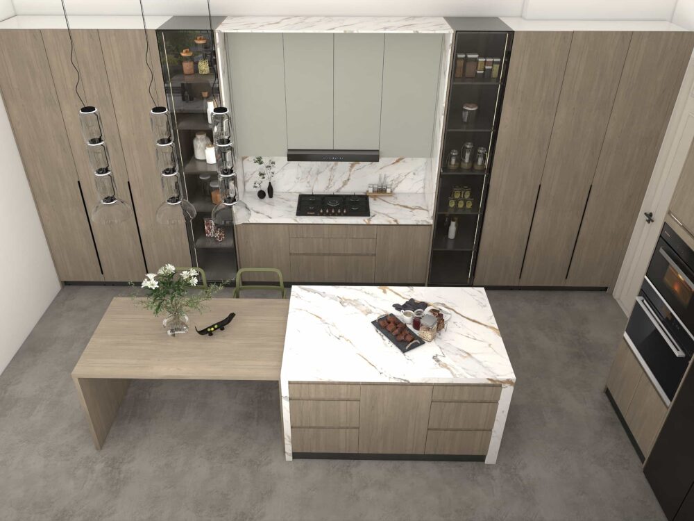 Contemporary Galley Kitchen with Stylish Melamine MDF Cabinets - PA ...