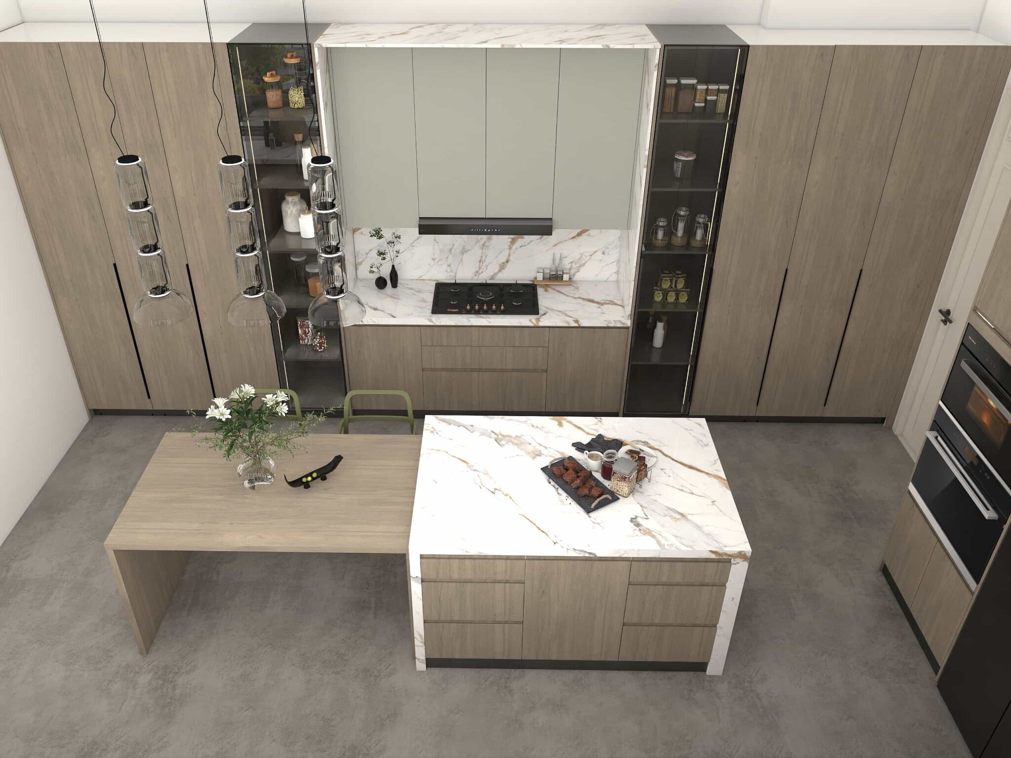 Contemporary Galley Kitchen with Stylish Melamine MDF Cabinets - PA ...